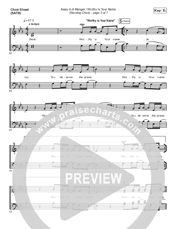 Away In A Manger / Worthy Is Your Name (Choral Anthem SATB) Choir Sheet Music PDF (Maverick City ...