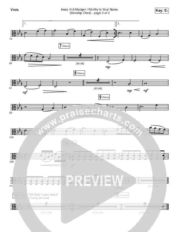 Away In A Manger / Worthy Is Your Name (Choral Anthem SATB) Viola Sheet ...