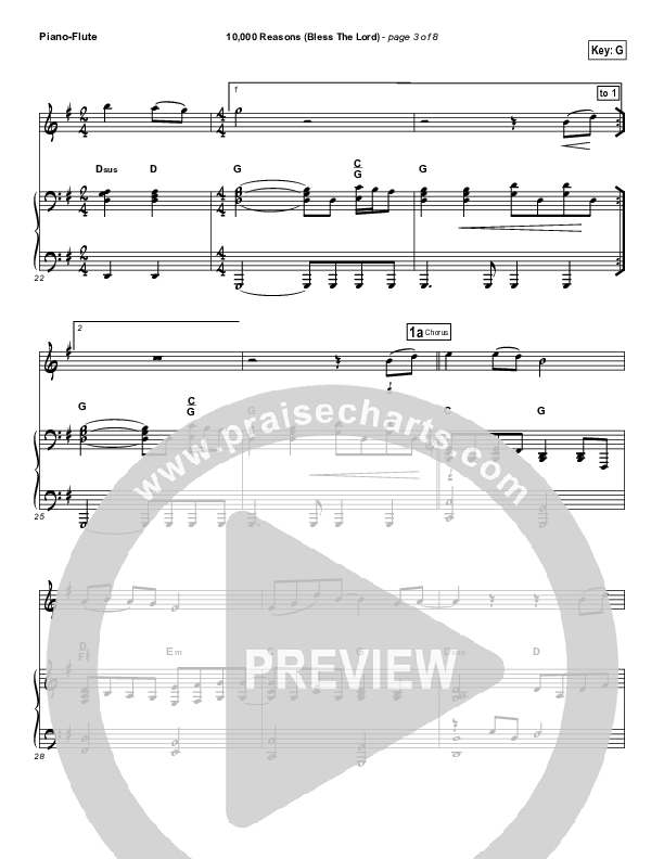 10 000 Reasons Bless The Lord Instrument Solo Flute Solo Sheet