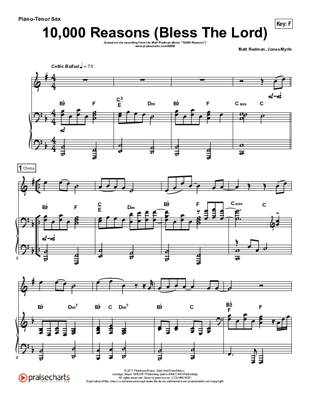 10 000 Reasons Bless The Lord Instrument Solo Matt Redman