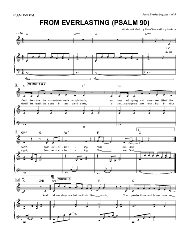 From Everlasting Psalm 90 Melody Sheet Music PDF Sovereign Grace From Everlasting Psalm 90 Melody Sheet Music PDF Sovereign Grace