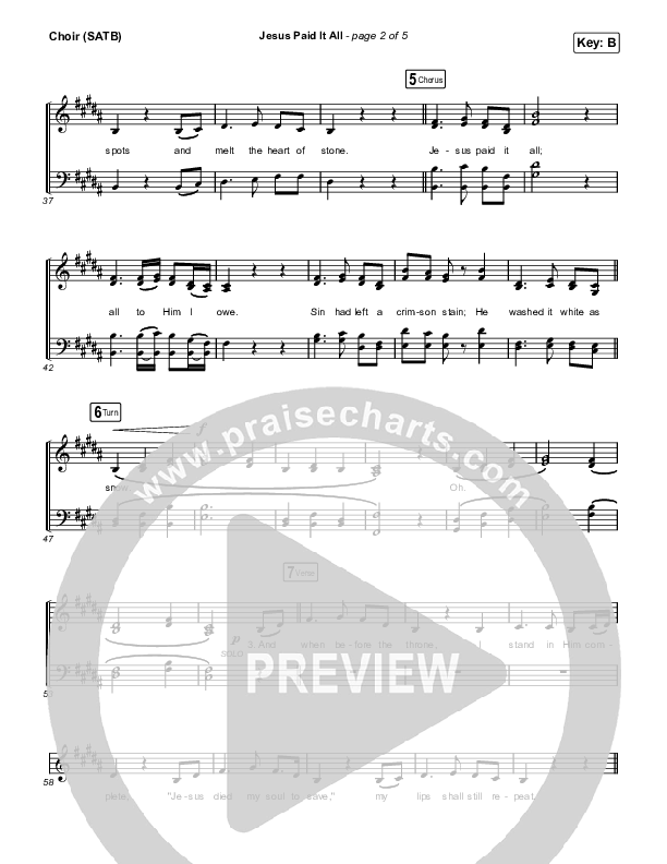 Jesus Paid It All Choir Sheet Music Pdf Austin Stone Worship