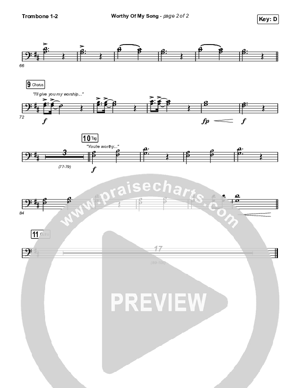 Worthy Of My Song Choral Anthem Satb Trombone Sheet Music Pdf Phil