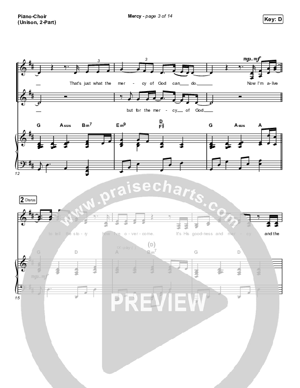 Mercy (Unison/2-Part Choir) Sheet Music PDF (Maverick City Music ...