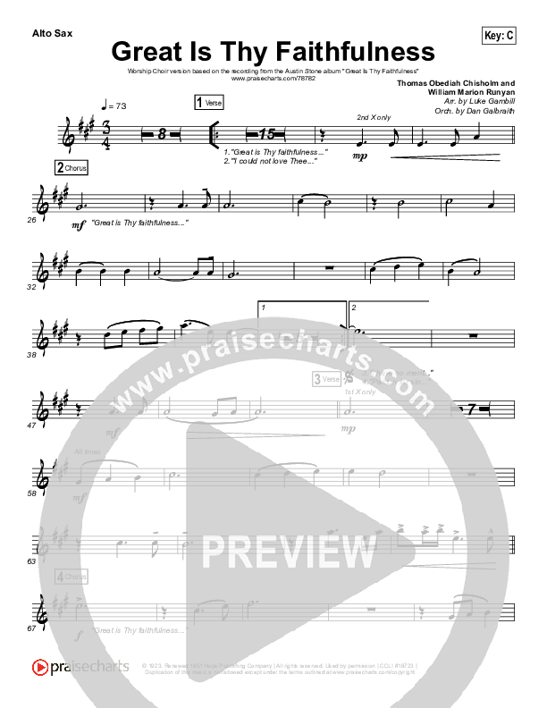 Great Is Thy Faithfulness (Worship Choir SAB) Alto Sax Sheet Music PDF ...