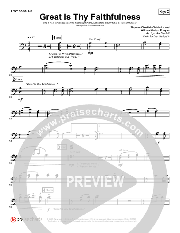 Great Is Thy Faithfulness (Sing It Now SATB) Trombone Sheet Music PDF ...