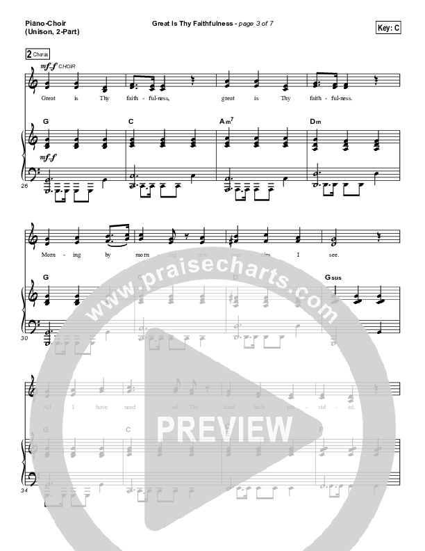 Great Is Thy Faithfulness (Unison/2-Part Choir) Sheet Music PDF (Austin ...