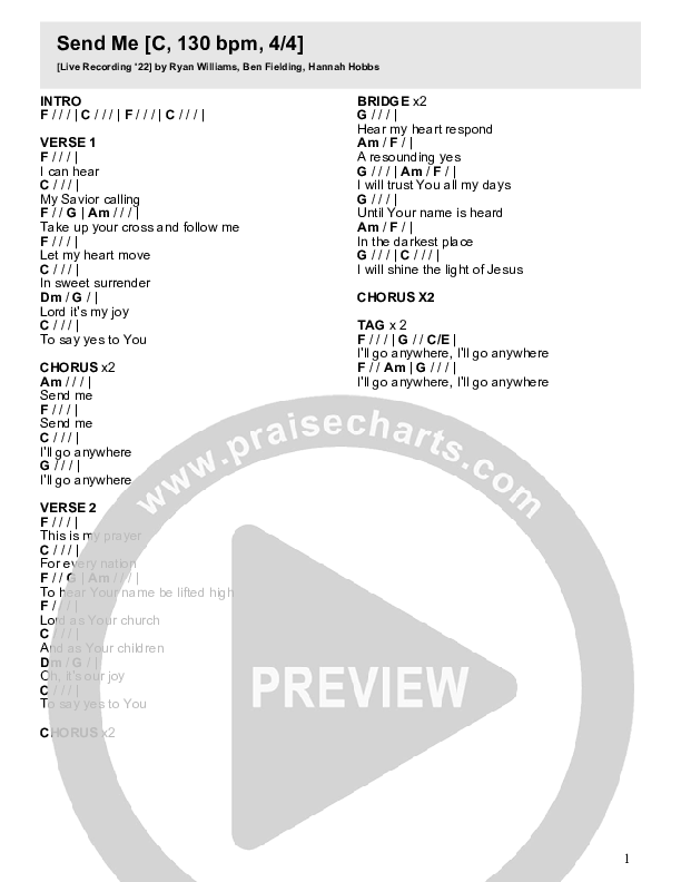 Send Me Chords PDF (River Valley Worship) - PraiseCharts