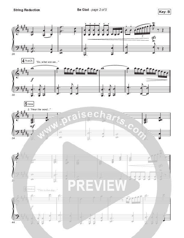 Be Glad (Choral Anthem SATB) String Reduction Sheet Music PDF (Cody Carnes / Arr. Erik Foster ...