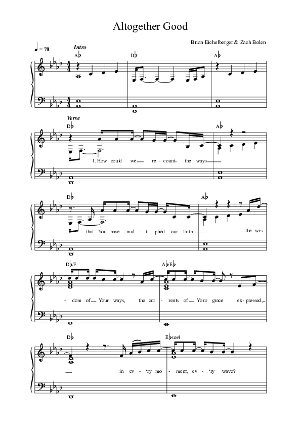 Altogether Good Sheet Music PDF (Anchor Hymns / Paul Baloche / Lucy ...
