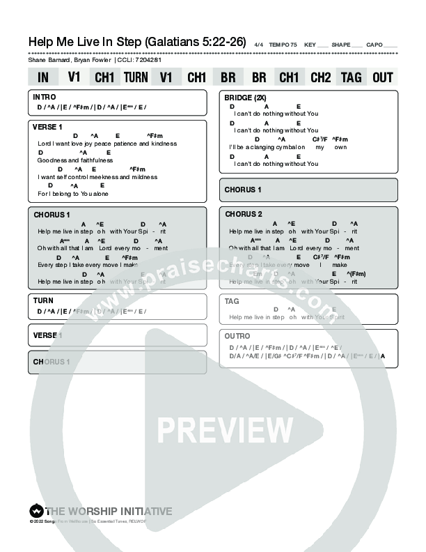 Help Me Live In Step Chords PDF (Kingdom Kids / Shane & Shane ...
