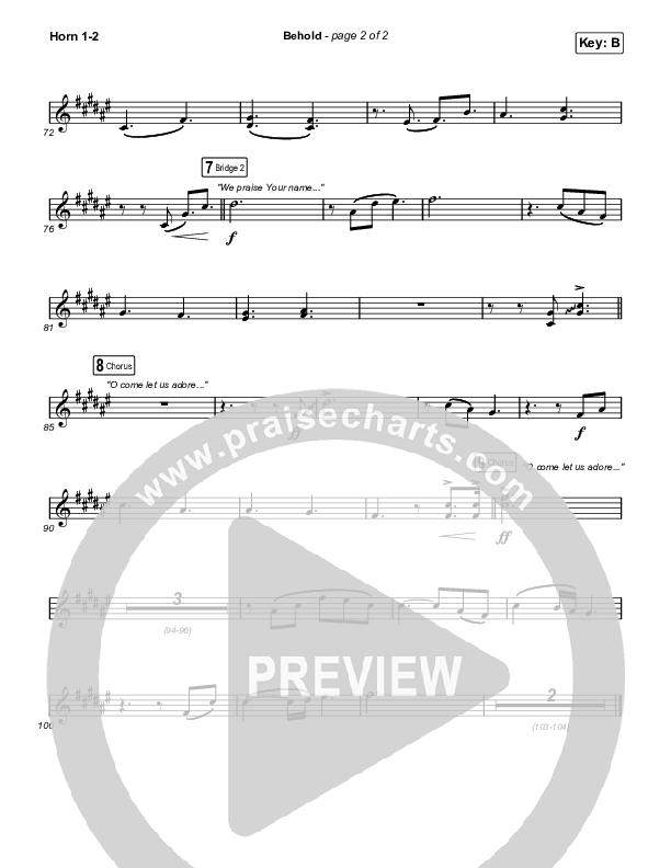 Behold Choral Anthem Satb French Horn Sheet Music Pdf Phil Wickham
