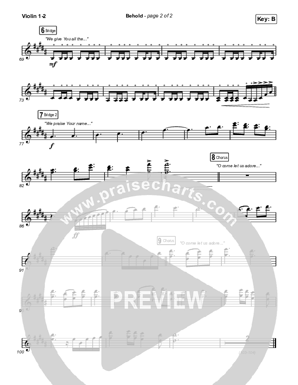 Behold Choral Anthem Satb Violin Sheet Music Pdf Phil Wickham Anne