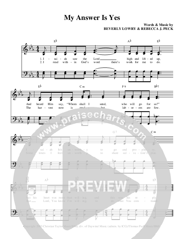 My Answer Is Yes Sheet Music PDF (Brian Free & Assurance) - PraiseCharts