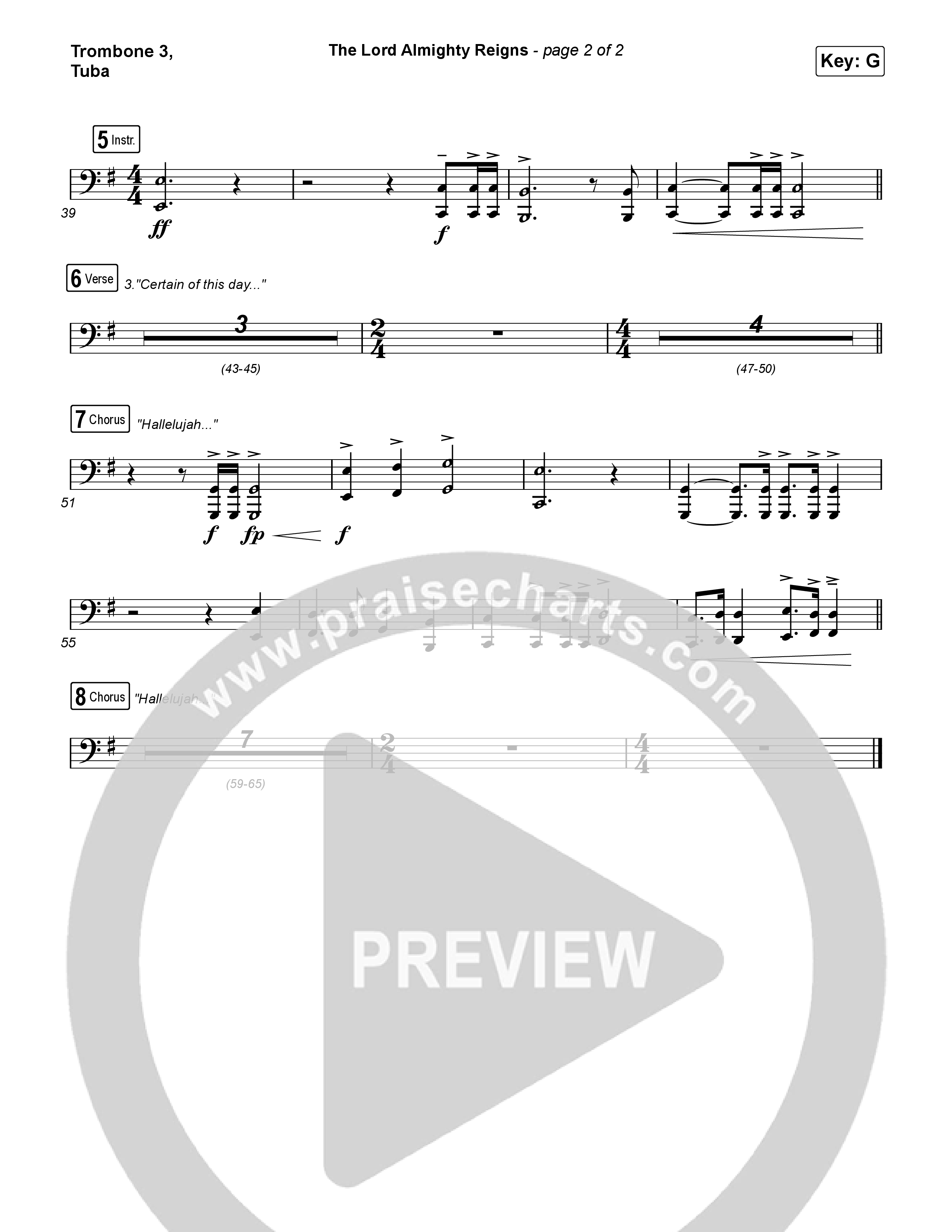 The Lord Almighty Reigns Choral Anthem Satb Trombone Tuba Sheet Music