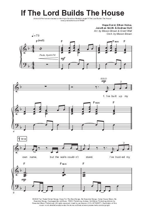 If The Lord Builds The House (Unison/2-Part Choir) Octavo Sheet Music ...