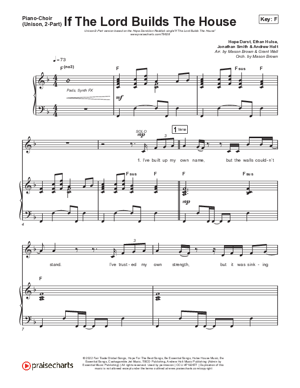 If The Lord Builds The House (Unison/2-Part Choir) Sheet Music PDF ...