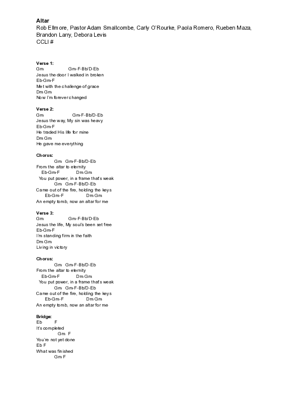 Altar Chords PDF (Vive Worship) - PraiseCharts