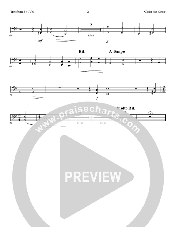 Christ Has Come Choral Anthem Satb Trombone Tuba Sheet Music Pdf