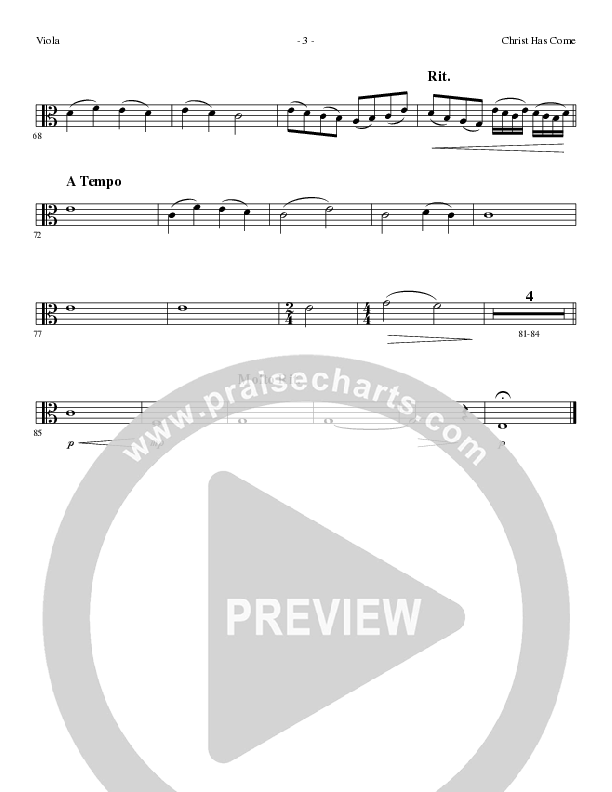 Christ Has Come Choral Anthem Satb Viola Sheet Music Pdf Lillenas
