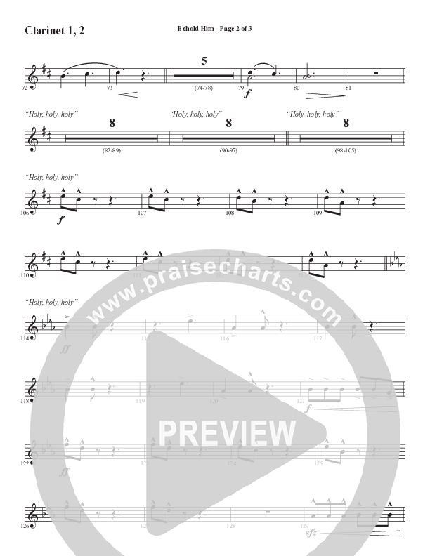 Behold Him Choral Anthem Satb Clarinet Sheet Music Pdf Word Music