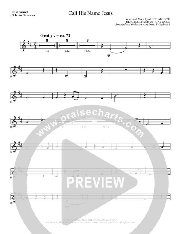 Call His Name Jesus (Choral Anthem SATB) Bass ClarinetSheet Music PDF (Word Music Choral / Arr ...