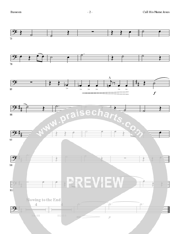 Call His Name Jesus (Choral Anthem SATB) Bassoon Sheet Music PDF (Word Music Choral / Arr. Cliff ...