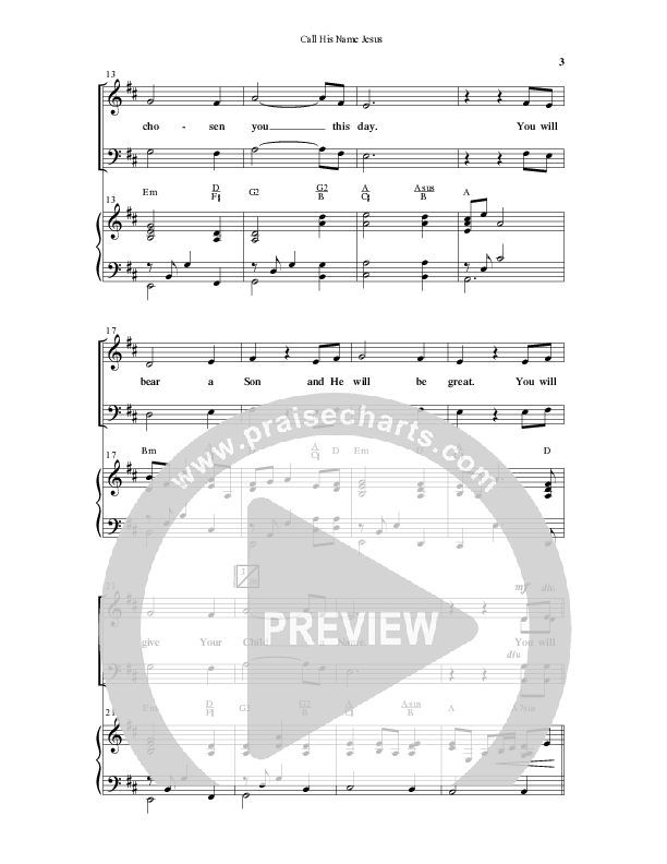 Call His Name Jesus (Choral Anthem SATB) Sheet Music PDF (Word Music Choral / Arr. Cliff Duren ...