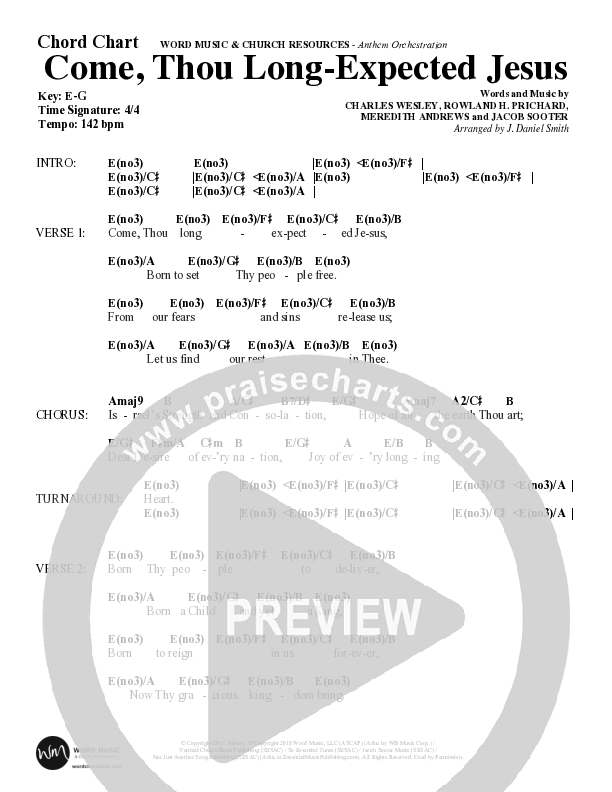 Come Thou Long Expected Jesus Choral Anthem Satb Chords Pdf Word