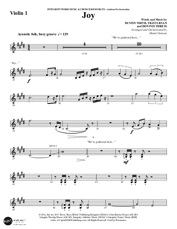 Joy Choral Anthem Satb Word Music Choral Arr Daniel Semsen