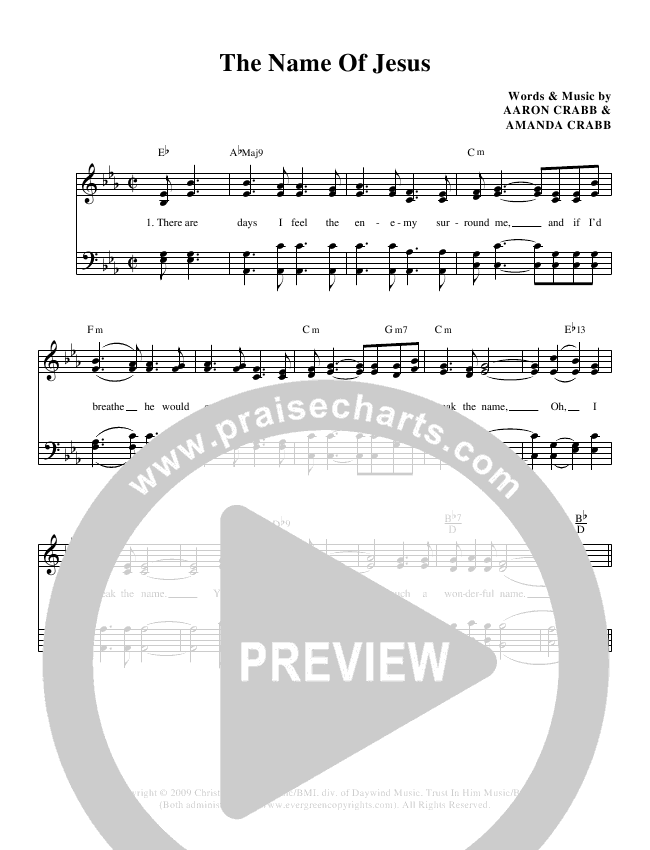 The Name of Jesus Sheet Music PDF (Aaron Crabb / Amanda Crabb ...