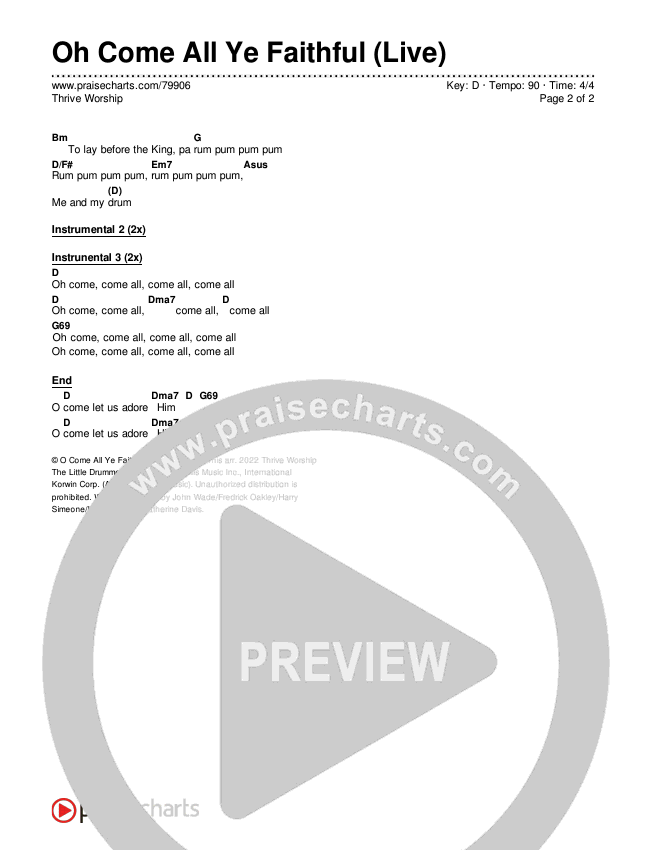 Oh Come All Ye Faithful Live Chords Pdf Thrive Worship Praisecharts