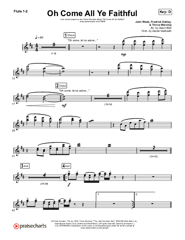 Oh Come All Ye Faithful (Live) Flute Sheet Music PDF (Thrive Worship) - PraiseCharts