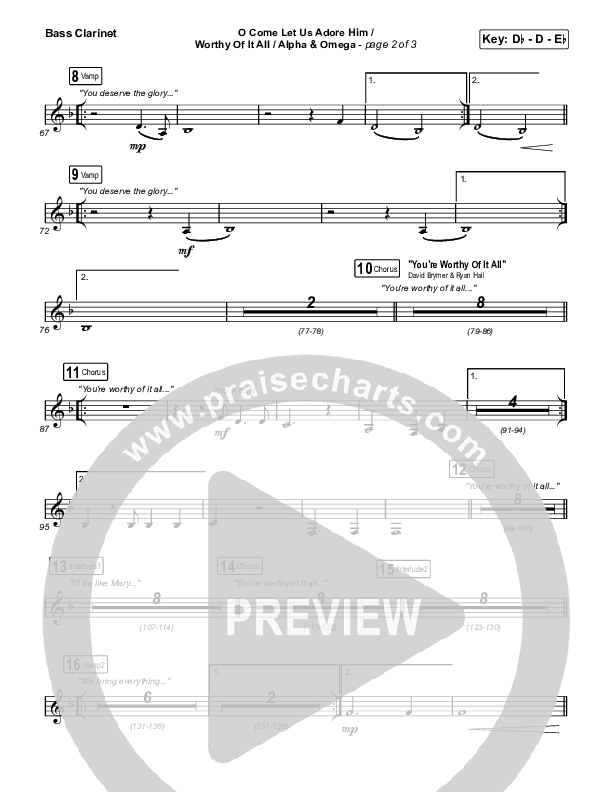 O Come Let Us Adore Him / Worthy Of It All / Alpha & Omega Bass ClarinetSheet Music PDF ...