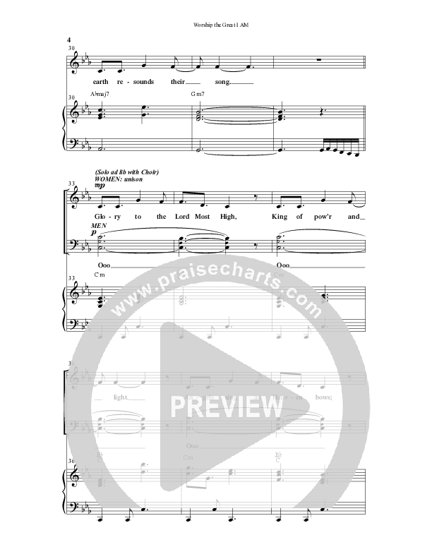 Worship The Great I Am Choral Anthem Satb Sheet Music Pdf Word Music