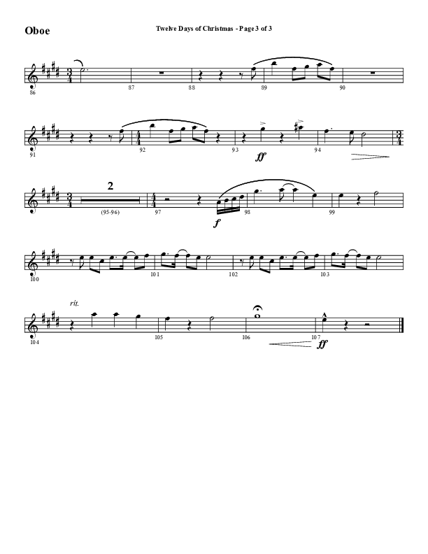 Twelve Days Of Christmas (Choral Anthem SATB) Oboe Sheet Music PDF (Word Music Choral / Arr ...