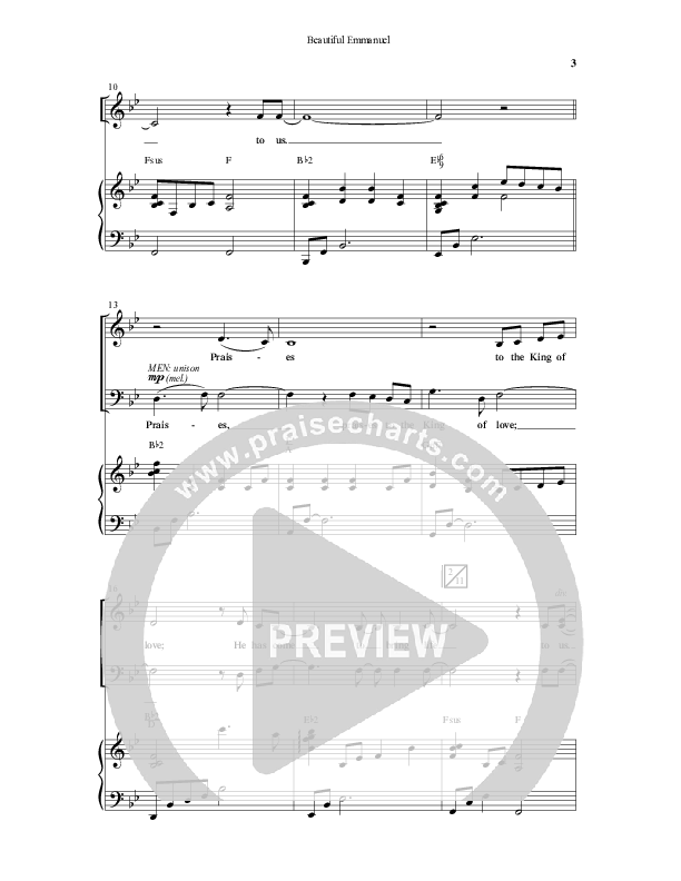 Beautiful Emmanuel (Choral Anthem SATB) Sheet Music PDF (Word Music ...