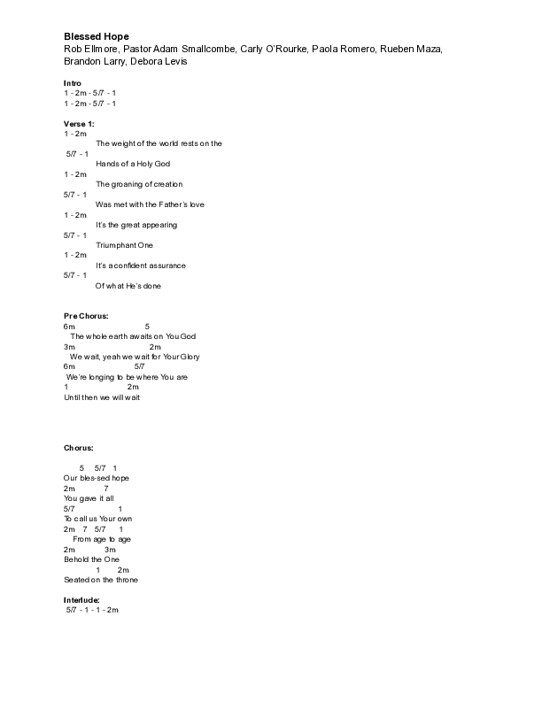 Blessed Hope Chords PDF (Vive Worship) - PraiseCharts
