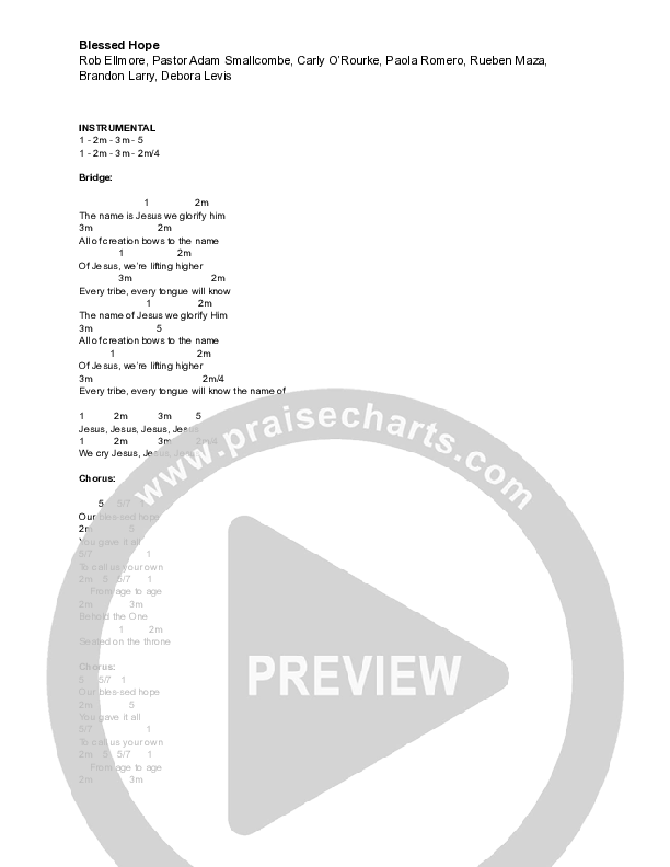 Blessed Hope Chords PDF (Vive Worship) - PraiseCharts
