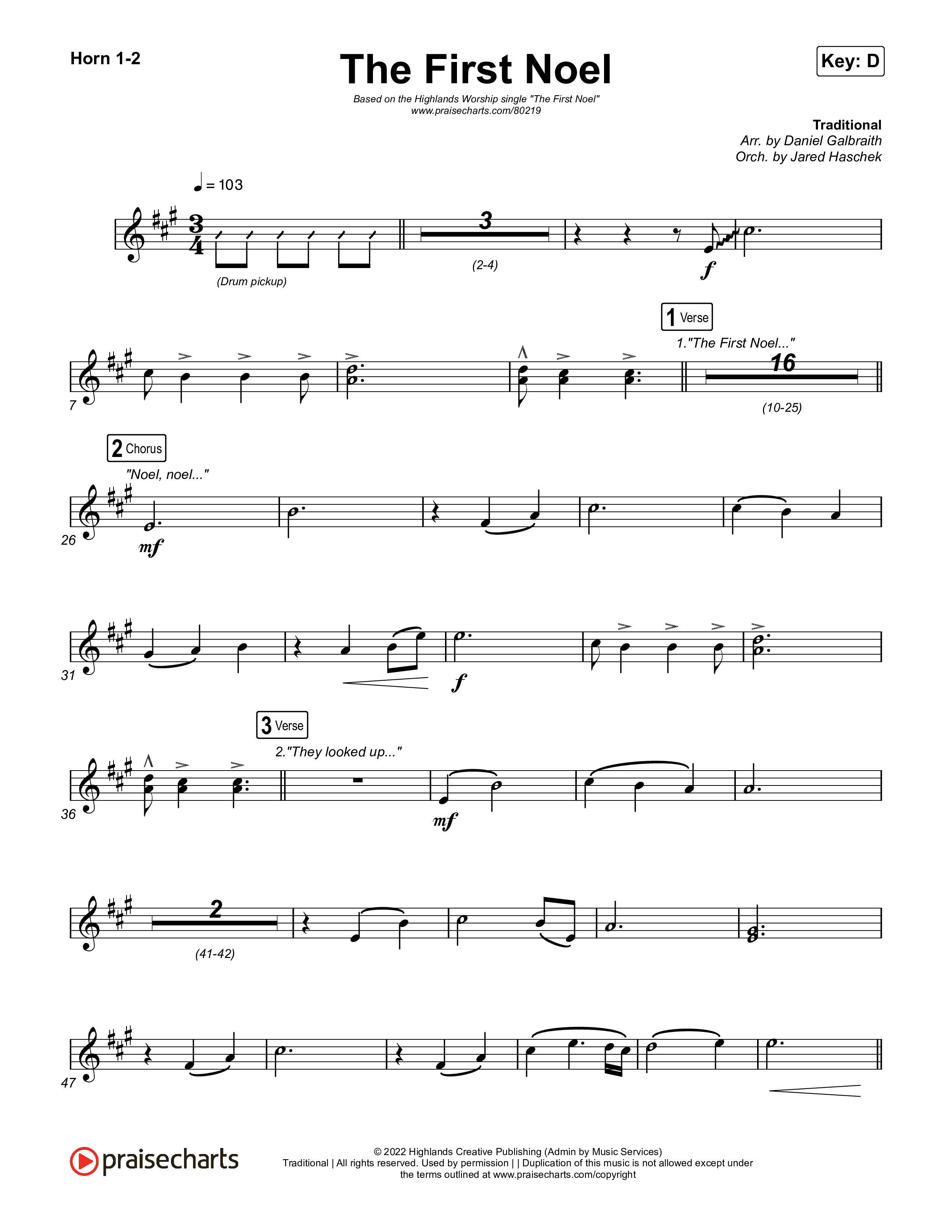 The First Noel French Horn Sheet Music PDF (Highlands Worship ...