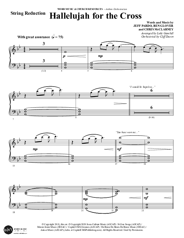 Hallelujah For The Cross (Choral Anthem SATB) String Reduction Sheet Music PDF (Lillenas Choral ...