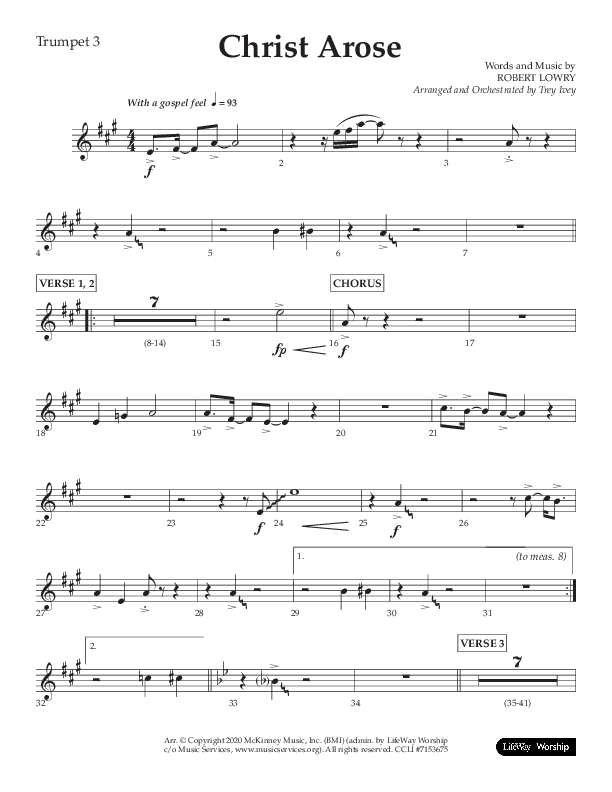 Christ Arose (Choral Anthem SATB) Trumpet Sheet Music PDF (Lifeway Choral / Arr. Trey Ivey ...