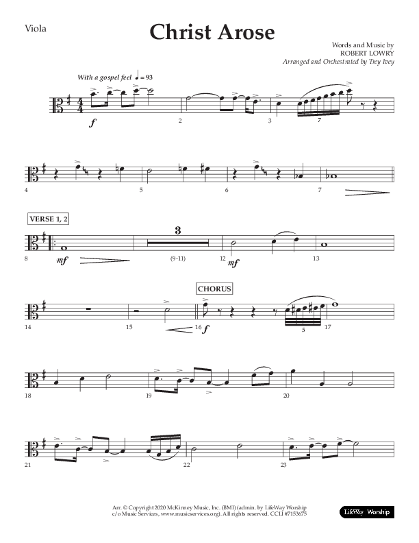 Christ Arose (Choral Anthem SATB) Viola Sheet Music PDF (Lifeway Choral / Arr. Trey Ivey ...