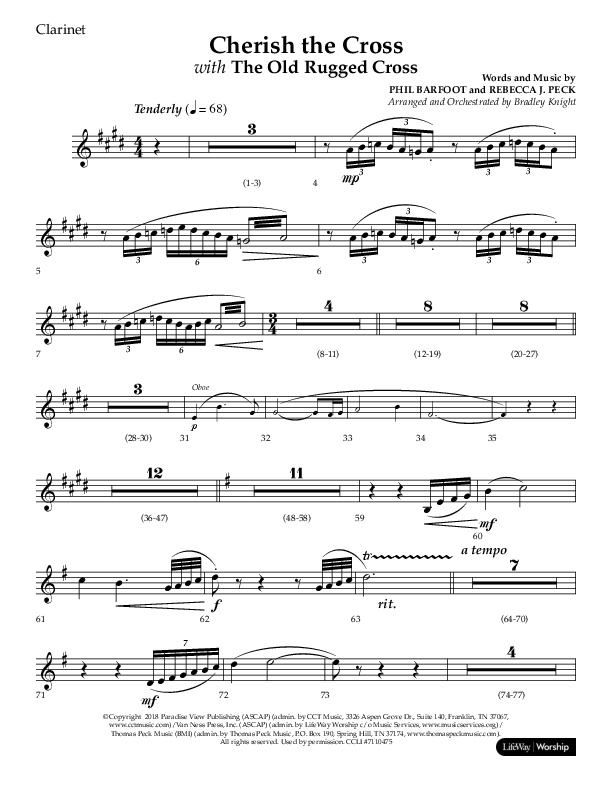 Cherish The Cross with The Old Rugged Cross (Choral Anthem SATB) Clarinet Sheet Music PDF ...