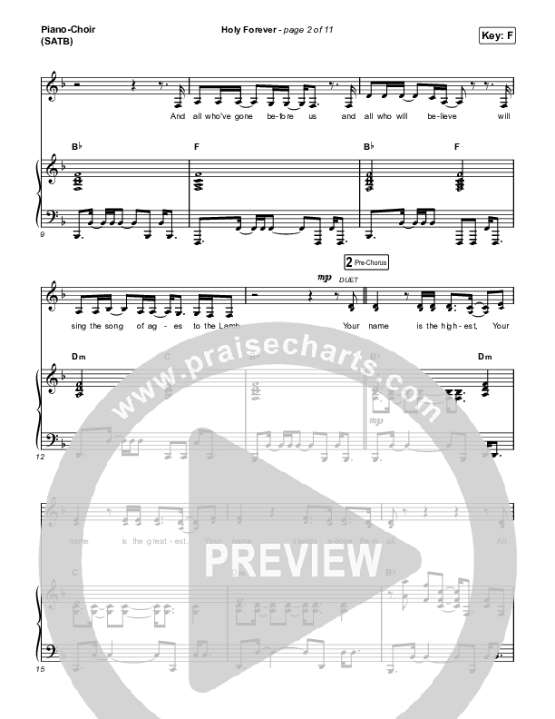 Holy Forever Sheet Music PDF (Bethel Music) - PraiseCharts Holy Forever Sheet Music PDF (Bethel Music) - PraiseCharts