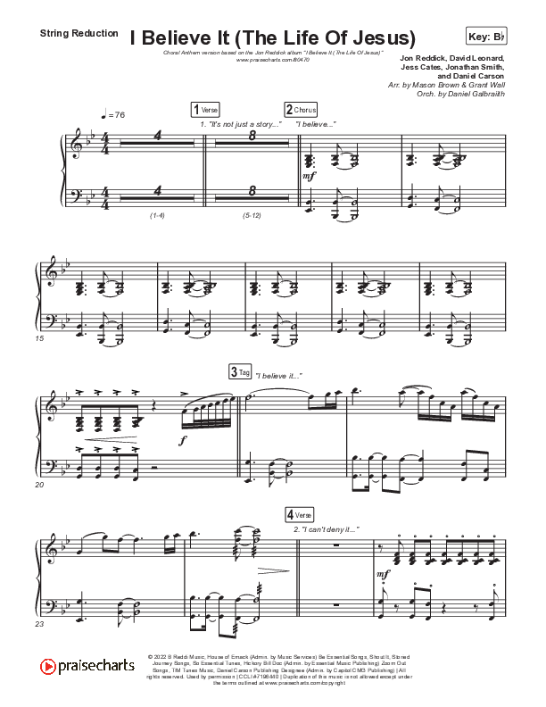I Believe It The Life Of Jesus Choral Anthem Satb String Reduction