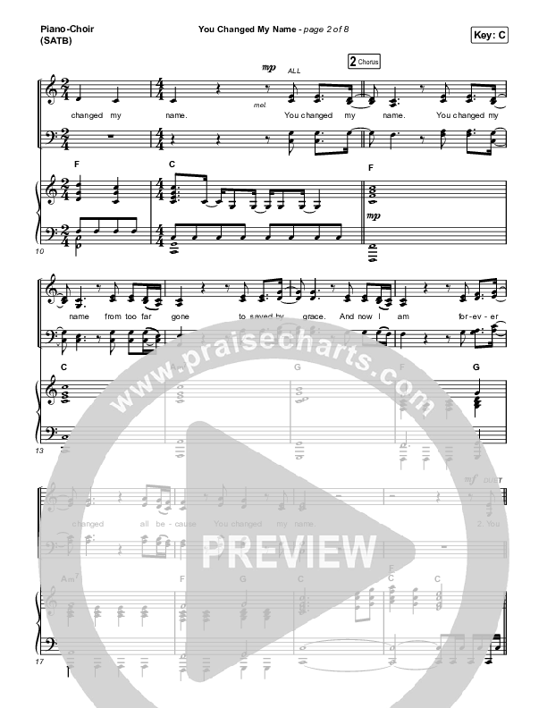 You Changed My Name Sheet Music PDF (Matthew West) - PraiseCharts You Changed My Name Sheet Music PDF (Matthew West) - PraiseCharts