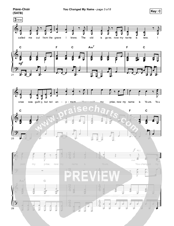 You Changed My Name Sheet Music PDF (Matthew West) - PraiseCharts You Changed My Name Sheet Music PDF (Matthew West) - PraiseCharts