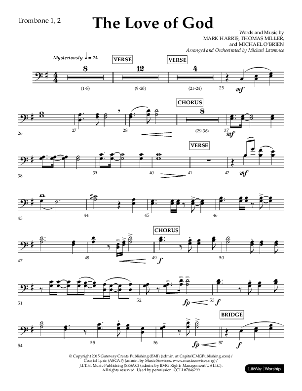 The Love Of God Choral Anthem Satb Trombone Sheet Music Pdf Lifeway