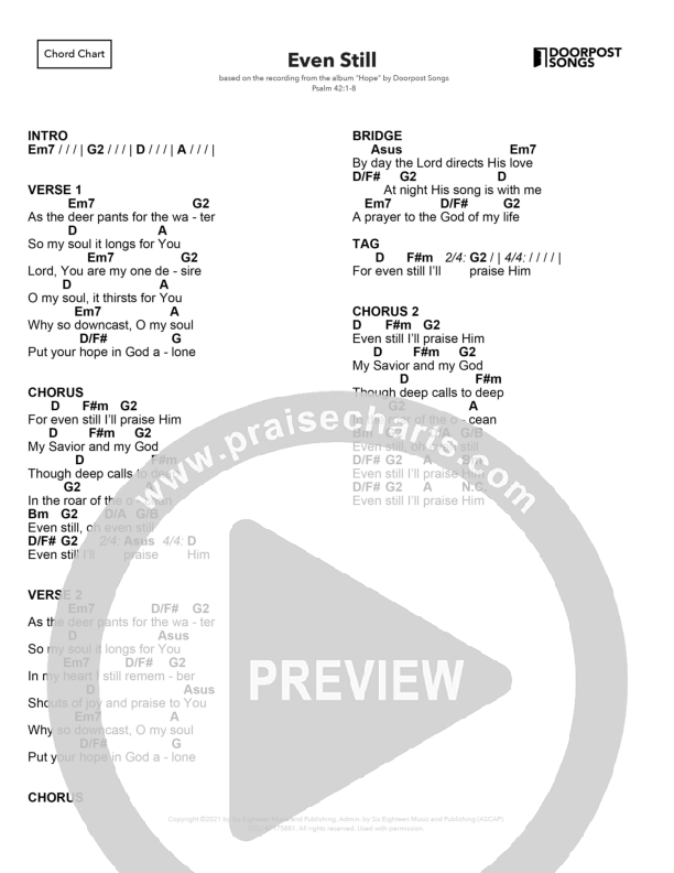 Even Still Chords PDF (Doorpost Songs / Dave and Jess Ray) - PraiseCharts